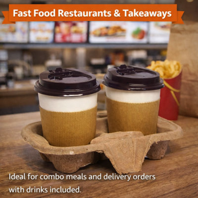 30 Pack 2 Cup Tray Holders Brown Cup Carriers for Hot and Cold Drinks ...