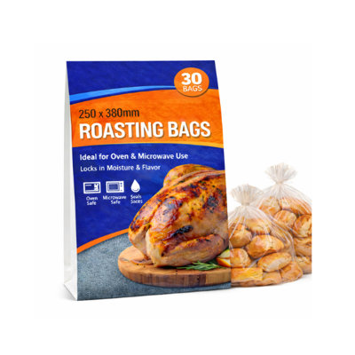 30 pack large roasting bags size 250mm x 380mm oven and microwave safe ...