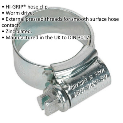30 PACK Zinc Plated Hose Clip - 14 to 22mm Diameter - External Pressed ...