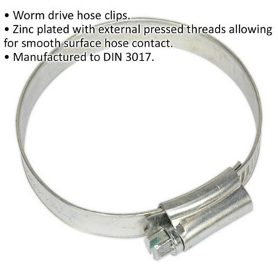 30 PACK Zinc Plated Hose Clip - 44 to 64mm Diameter - External Pressed ...