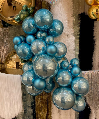 30 Sugar Blue Baubles Assorted Shatterproof Christmas Tree Hanging Decs
