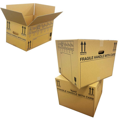 30 x Medium Size (18x12x10") Fragile Handle With Care Removal Cardboard ...