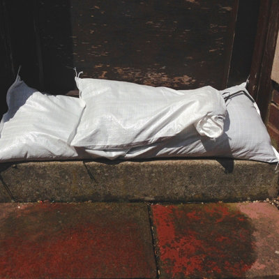 30 x Yuzet White Woven Polypropylene Sandbags Sacks Flood Defence Sand Bags