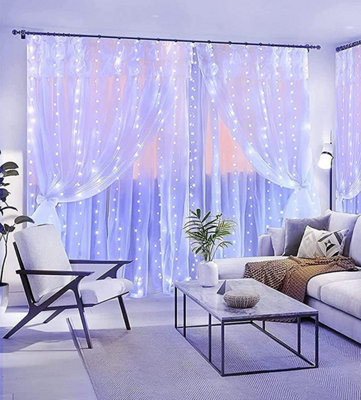 300 Cool White LED Curtain String Lights