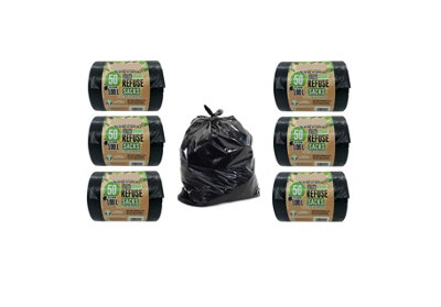 300 Heavy Duty Black Bin Bags Refuse Rubble Sacks 100L Recycled Eco ...