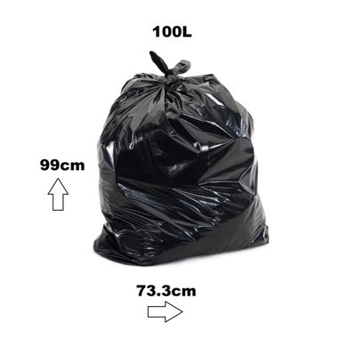 300 Heavy Duty Black Bin Bags Refuse Rubble Sacks 100L Recycled Eco ...
