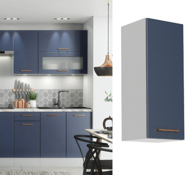 300 Kitchen Wall Unit 30cm Cabinet Navy Dark Blue Soft Close Copper ...