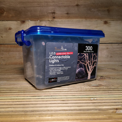 300 LED 30m Snowtime Heavy Duty Connectable Christmas Lights in Warm White