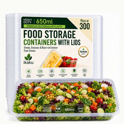 300 Pack 650ml Food Containers with Lids Reusable Microwave Safe ...