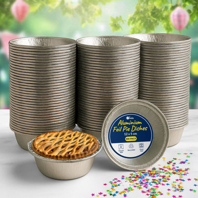 300 Pack Aluminium Foil Pie Dishes 12cm x 4cm Individual Round Pie Tins ...