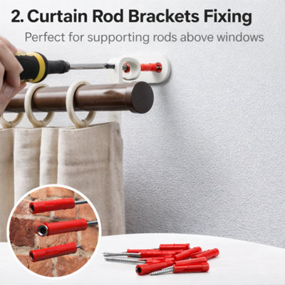 300 Red Rawl Plugs 3cm Wall Expansion Plugs Screw Fixings for Brick ...