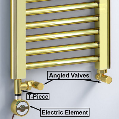 300 x 1200 mm Shiny Gold Dual Fuel Electric Radiator Bathroom Towel ...