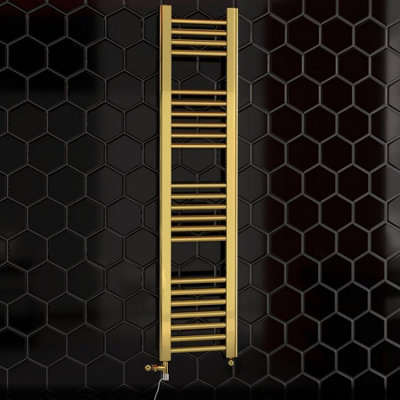 300 x 1200 mm Shiny Gold Dual Fuel Electric Radiator Bathroom Towel ...
