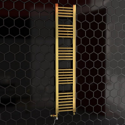 300 x 1600 mm Shiny Gold Dual Fuel Electric Radiator Bathroom Towel ...