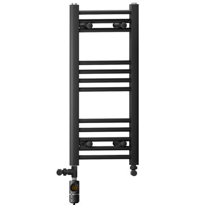 300 x 700 mm Matt Black Electric Dual Fuel Bathroom Towel Rail Radiator ...