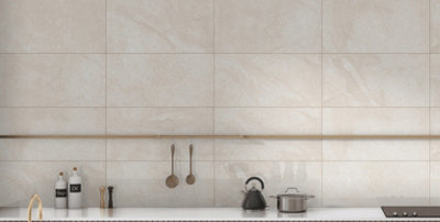 300 x Slate Beige Slate Effect Gloss Porcelain Indoor Wall & Floor ...