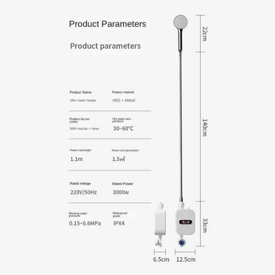 3000W Electric Thankless Mini Instant Hot Water Heater , 3 Seconds ...