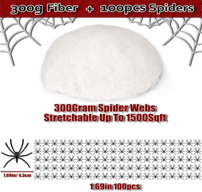 300g Halloween Spider Web Decoration, with 100pcs Fake Spiders ...