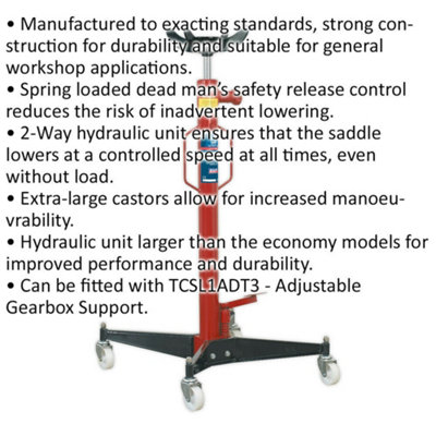 300kg Hydraulic Vertical Transmission Jack with 1940mm Max Height for ...