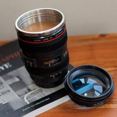 300ml Camera Lens Travel Mug with Lid | DIY at B&Q