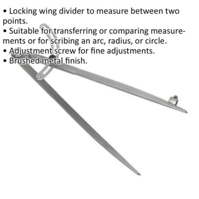 300mm Locking Wing Divider with Compass - Two Point Measurement ...