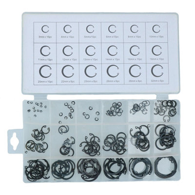 300pc External Circlips Snap Retaining Ring Assortment Fastener Set 3mm ...