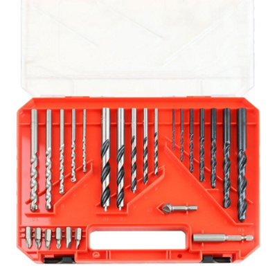 300pc HSS Wood Masonry Drill Screwdriver Bit And Wall Plugs Bit Holder ...