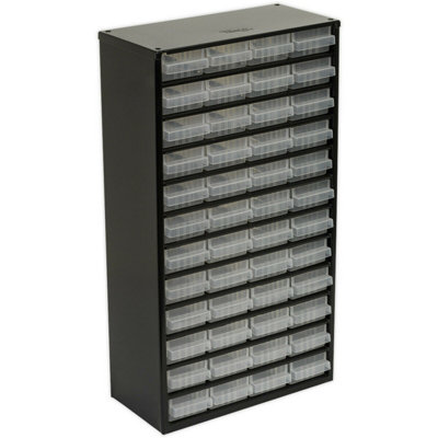 305 x 155 x 555mm 48 Drawer Parts Cabinet - BLACK - Wall Mounted ...