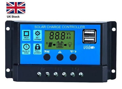 30A Solar Panel PWM Charge Controller 12V 24V Auto Voltage Regulator UK