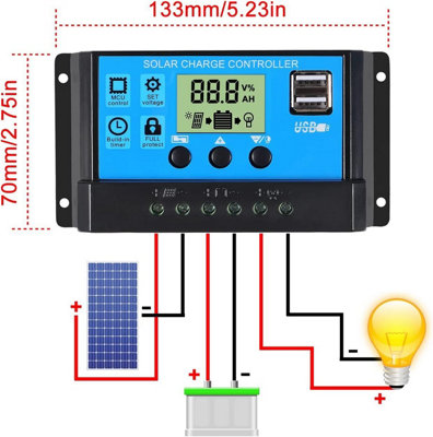 30A Solar Panel PWM Charge Controller 12V 24V Auto Voltage Regulator UK
