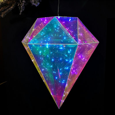 30cm Battery Operated Light up Hanging Christmas Dream Diamond with 100 ...
