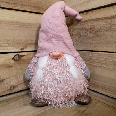 30cm Christmas Female Gonk with LED Light Pink Hat