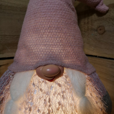 30cm Christmas Female Gonk with LED Light Pink Hat