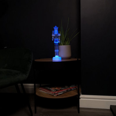 30cm Clear Acrylic Light up Christmas Nutcracker Decoration with Colour ...