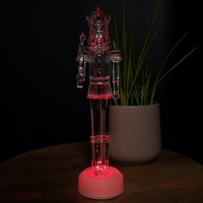 30cm Clear Acrylic Light up Christmas Nutcracker Decoration with Colour ...