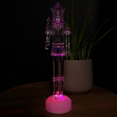 30cm Clear Acrylic Light up Christmas Nutcracker Decoration with Colour ...