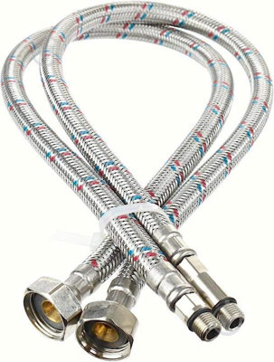 30cm Flexible Tap Tails Pair Stainless Steel Braided Monobloc Mixer ...