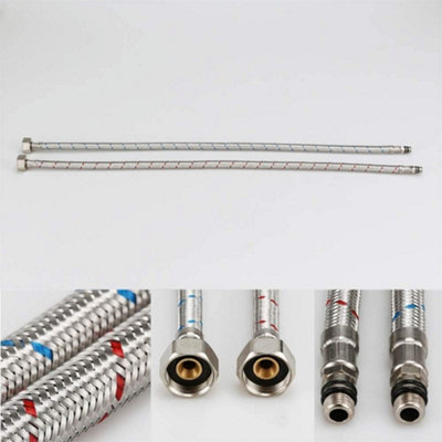 30CM FLEXIBLE TAP TAILS PAIR STAINLESS STEEL BRAIDED MONOBLOC MIXER ...