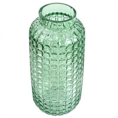 30cm Green Cube Glass Vase Designer Large