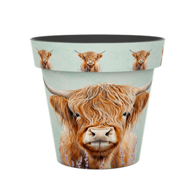30cm Indoor Outdoor Zest Pot Highland Cow