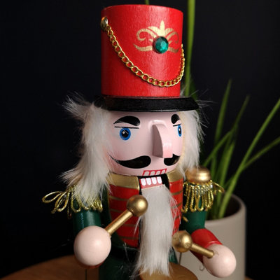 30cm Musical Christmas Drummer Wooden Nutcracker Decoration