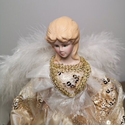 30cm Premier Christmas Tree Topper Angel Decoration with Feather Wings ...