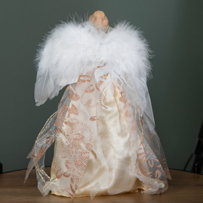 30cm Premier Christmas Tree Topper Angel Decoration with Feather Wings ...