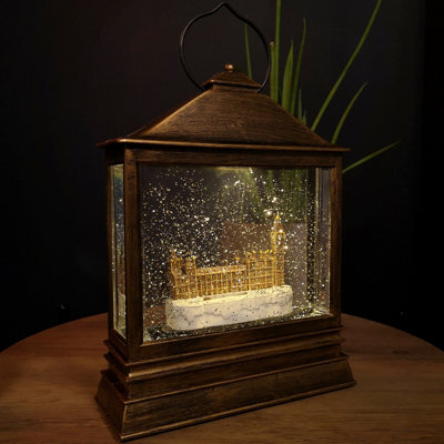 30cm Premier Christmas Water Spinner Antique Effect Lantern With Houses ...