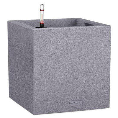 30cm Square Planter, Grey Stone Effect Plastic Self-watering Planter ...