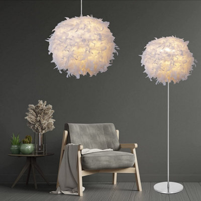 30cm White Feather Light Shade, Lamp Shade for Pendant Ceiling Light ...