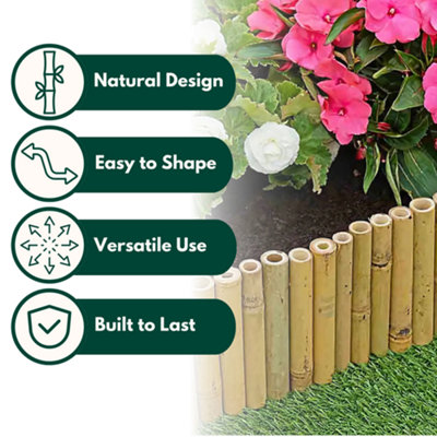 30cm x 1m Natural Bamboo Garden Plant Beds Edging