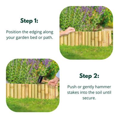 30cm x 1m Natural Bamboo Garden Plant Beds Edging