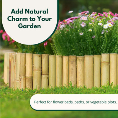 30cm x 1m Natural Bamboo Garden Plant Beds Edging