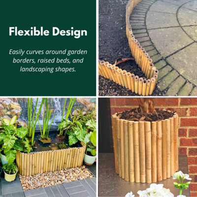 30cm x 1m Natural Bamboo Garden Plant Beds Edging